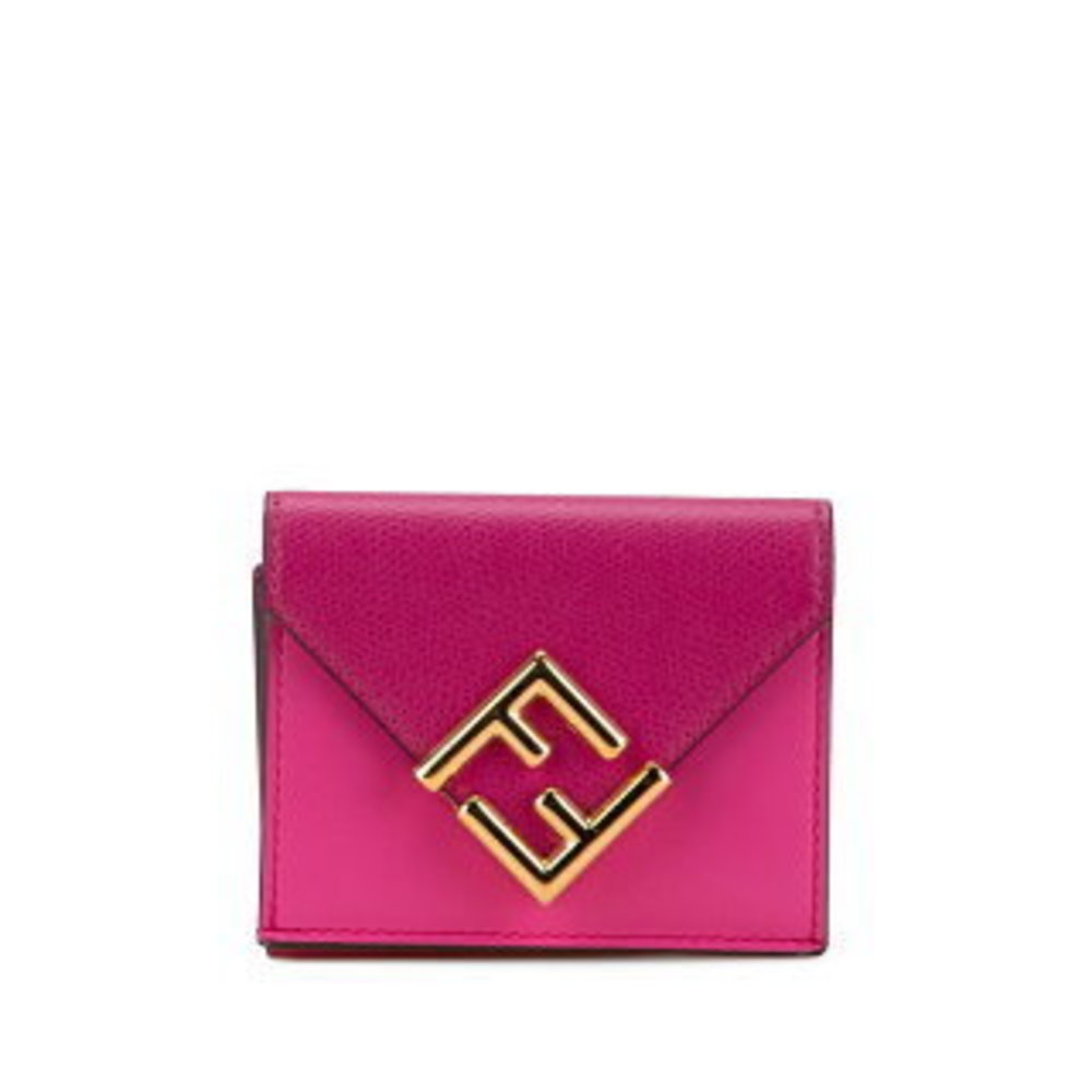Fendi Ff Diamond Trifold Wallet Pink Leather S - Gem